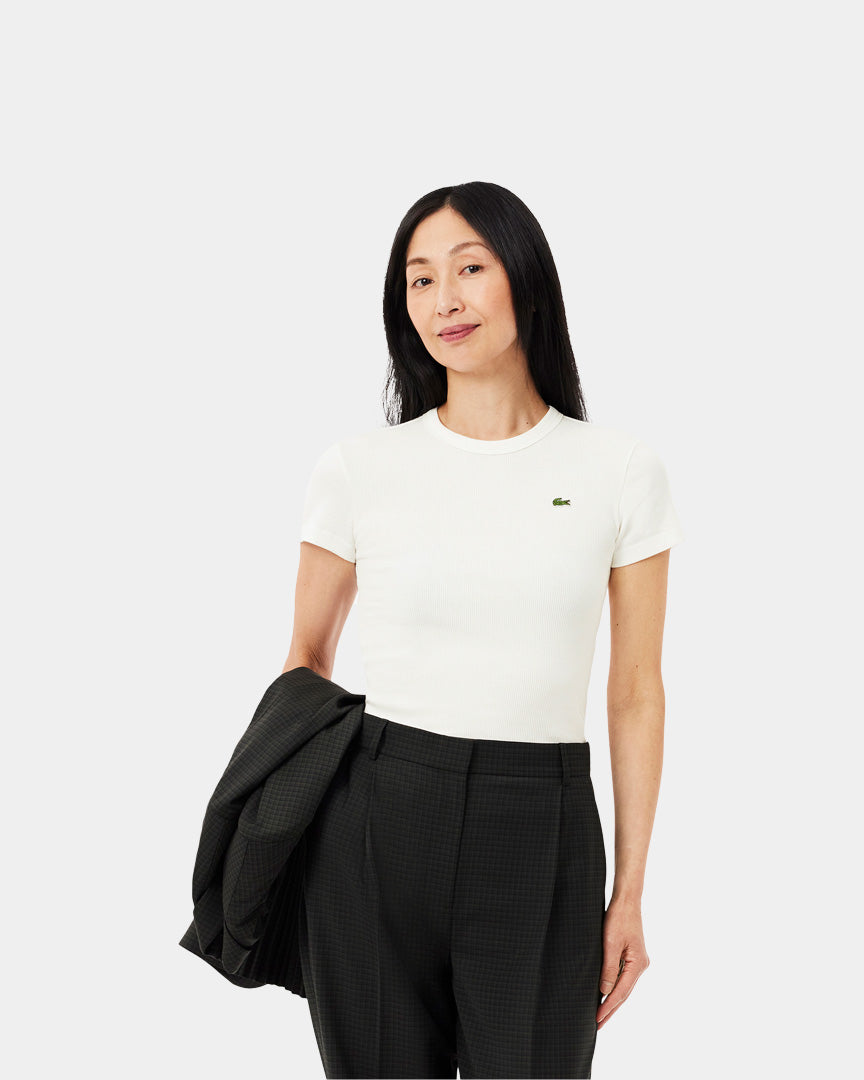 Lacoste T-shirt de Algodão Canelado Branco - Inside Box – InsideBox